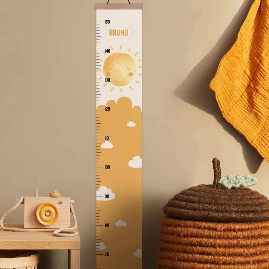 Personalised Height Chart for Kids, Cloud and Sun Themed, Growth Chart ...