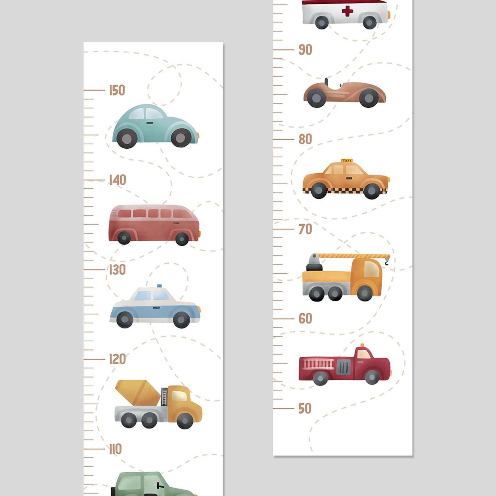 Kid's Height Chart Cars and Vehicles for Boys, Measuring Bar for Boys ...