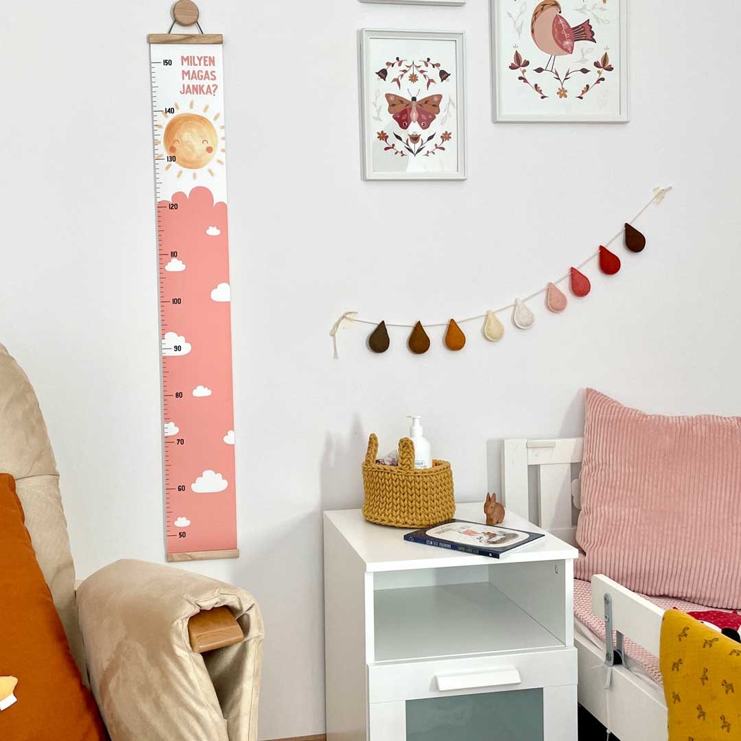 Personalised Height Chart for Kids, Cloud and Sun Themed, Growth Chart ...