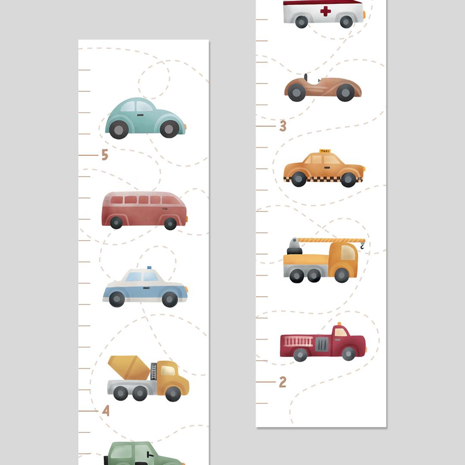 Kid's Height Chart Cars and Vehicles for Boys, Measuring Bar for Boys ...