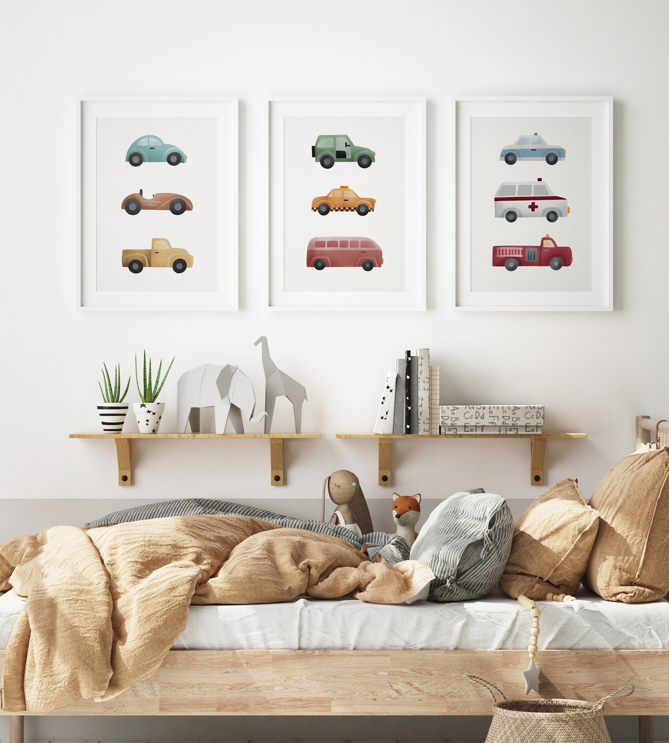 Boys Bedroom Decor Blue Car Set Of 6 - Vintage Vehicles Canvas Prints ...