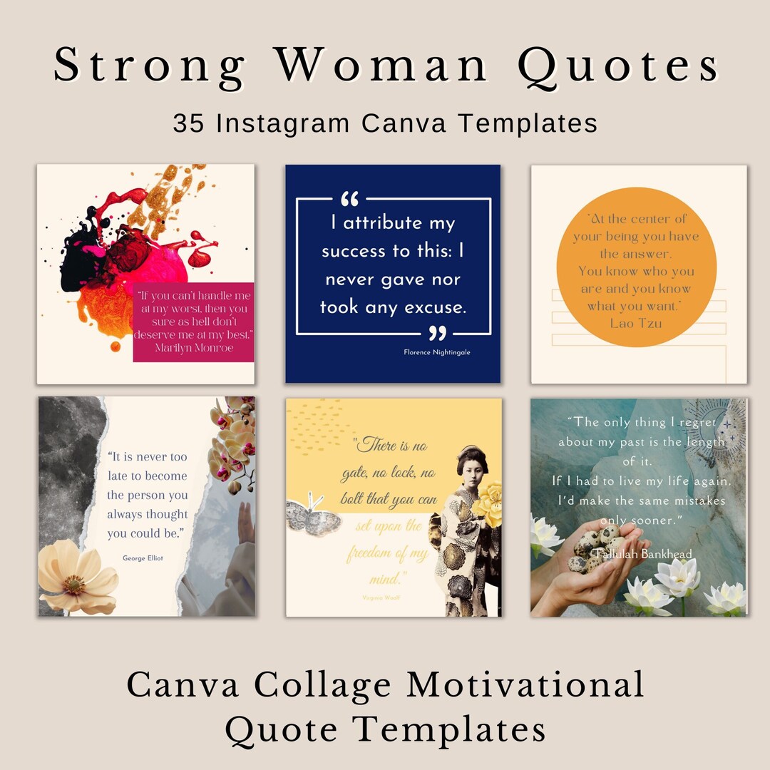35 Instagram Editable Canva Template Powerful Motivational Quotes ...