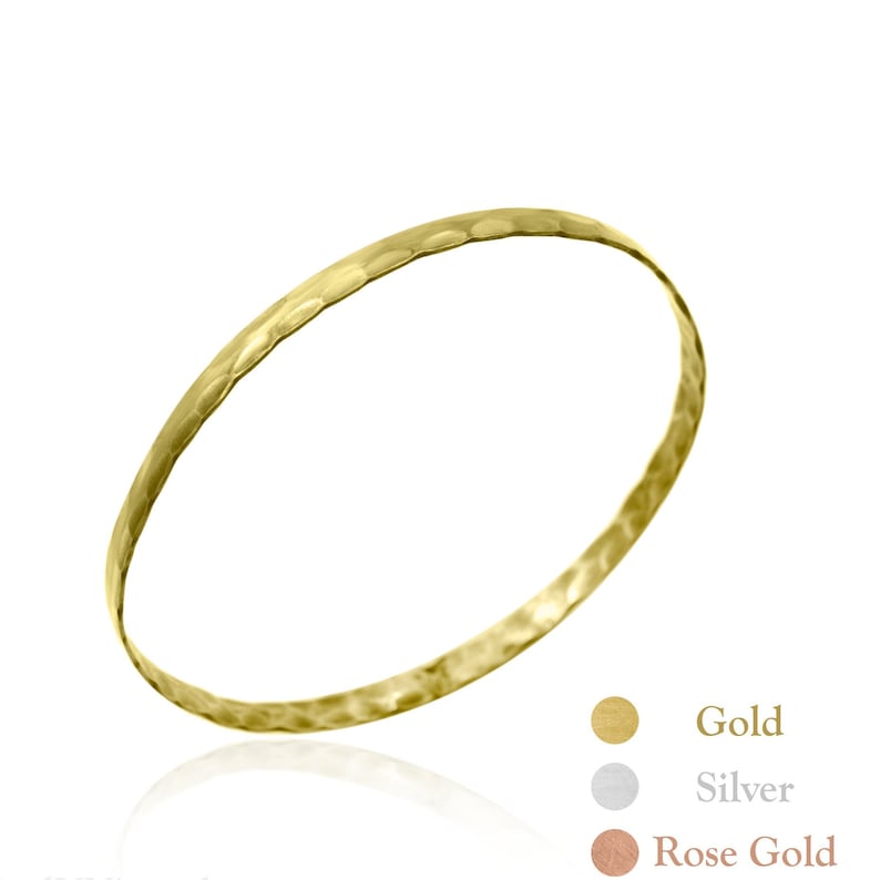Simple Hand Bangle Hammered Brass Jewelry 18K Gold Plated Waterproof ...