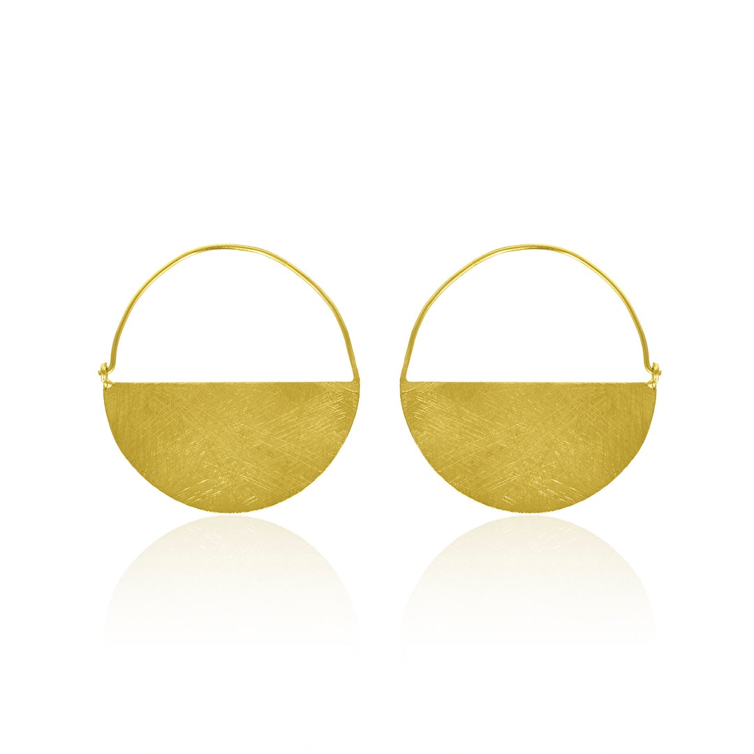 Half Moon Earring Brass Metal Gold Plated Waterproof Jewelry Fashion ...