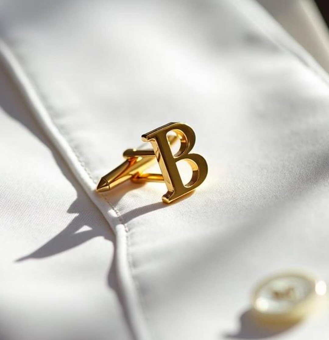 Handmade Personalized Cuff Link B Letter Cufflinks Gold Plated Initial ...