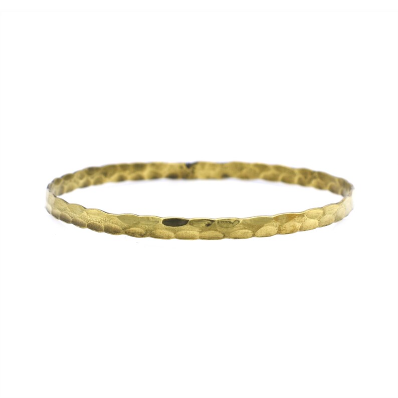 Simple Hand Bangle Hammered Brass Jewelry 18K Gold Plated Waterproof ...