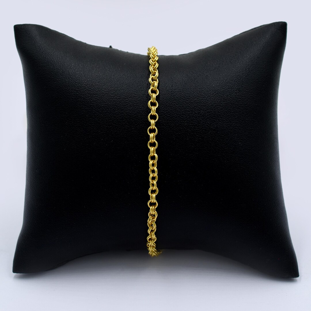 Double Link Rolo Chain Bracelets Handmake Brass Metal Gold Plated ...