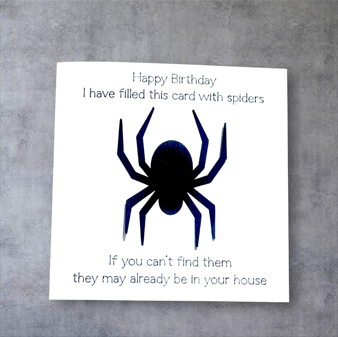 Funny Spider Birthday Card: Handmade Greeting Card With Loose Spiders ...