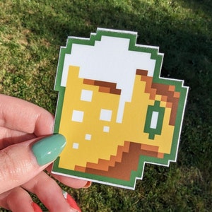 Pixel Art Beer Vinyl Sticker Gift for for Laptop Water Bottle Cute Beer ...
