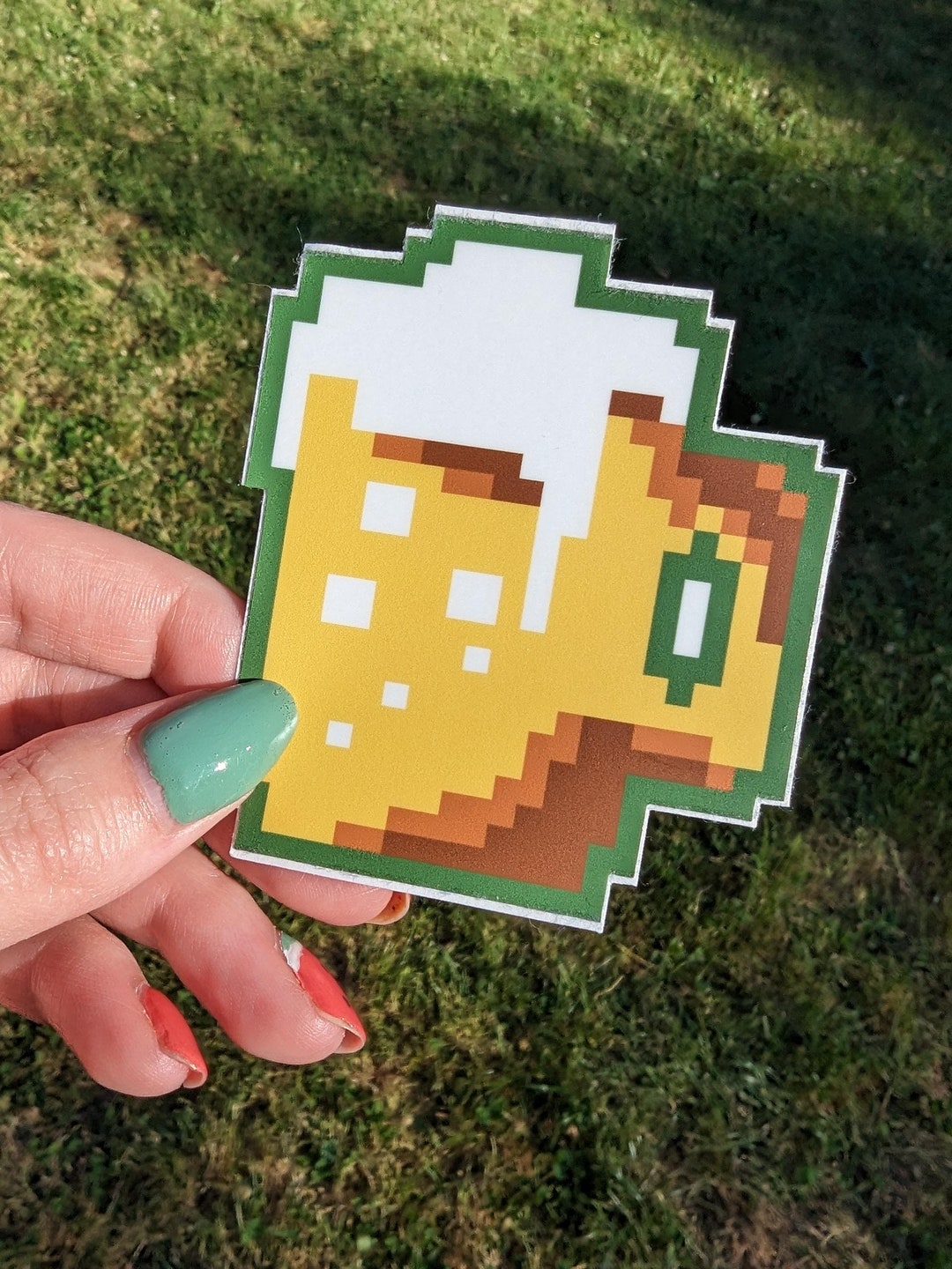 Pixel Art Beer Vinyl Sticker Gift for for Laptop Water Bottle Cute Beer ...