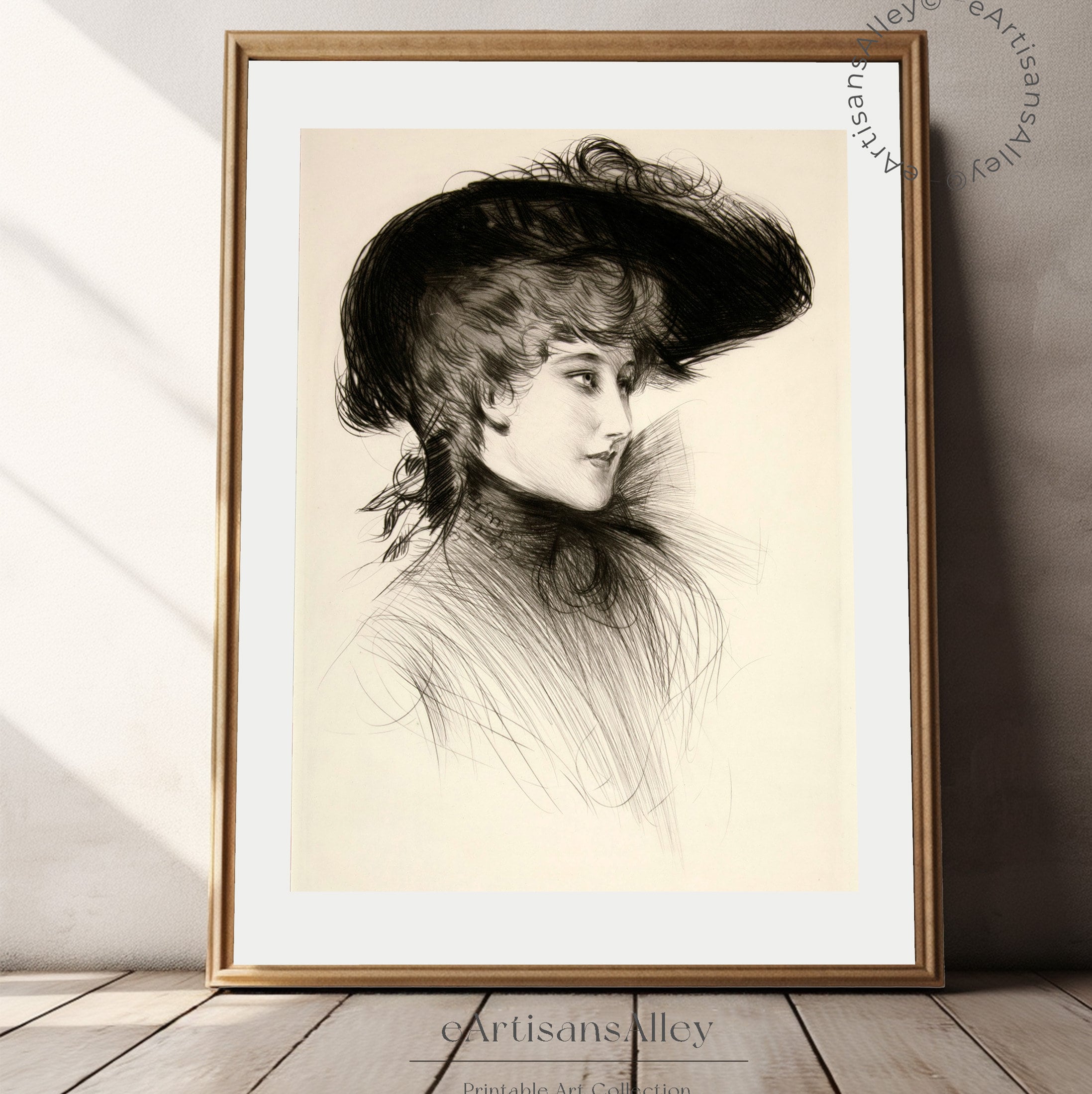 Elegant Lady Portrait Classic Fashion Illustration Victorian Style ...