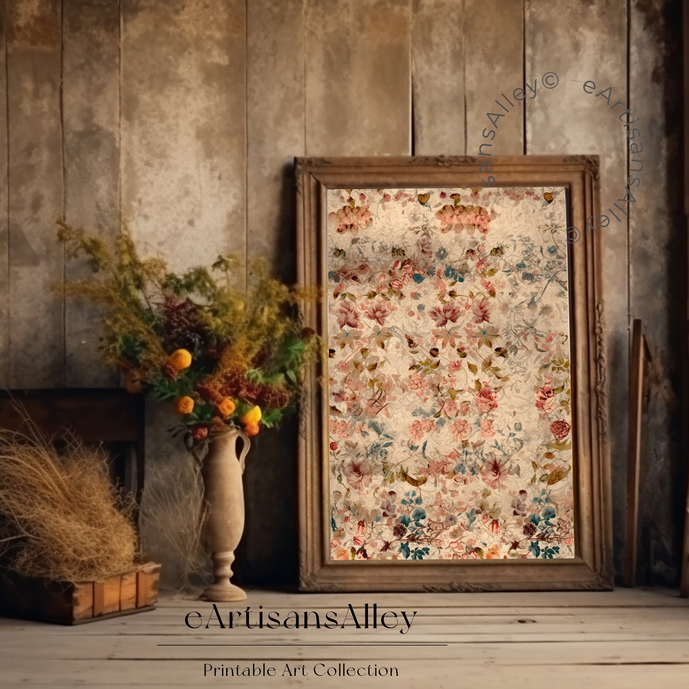 Retro Tapestry Wall Art | PRINTABLE Timeless Neutral Design | Digital ...
