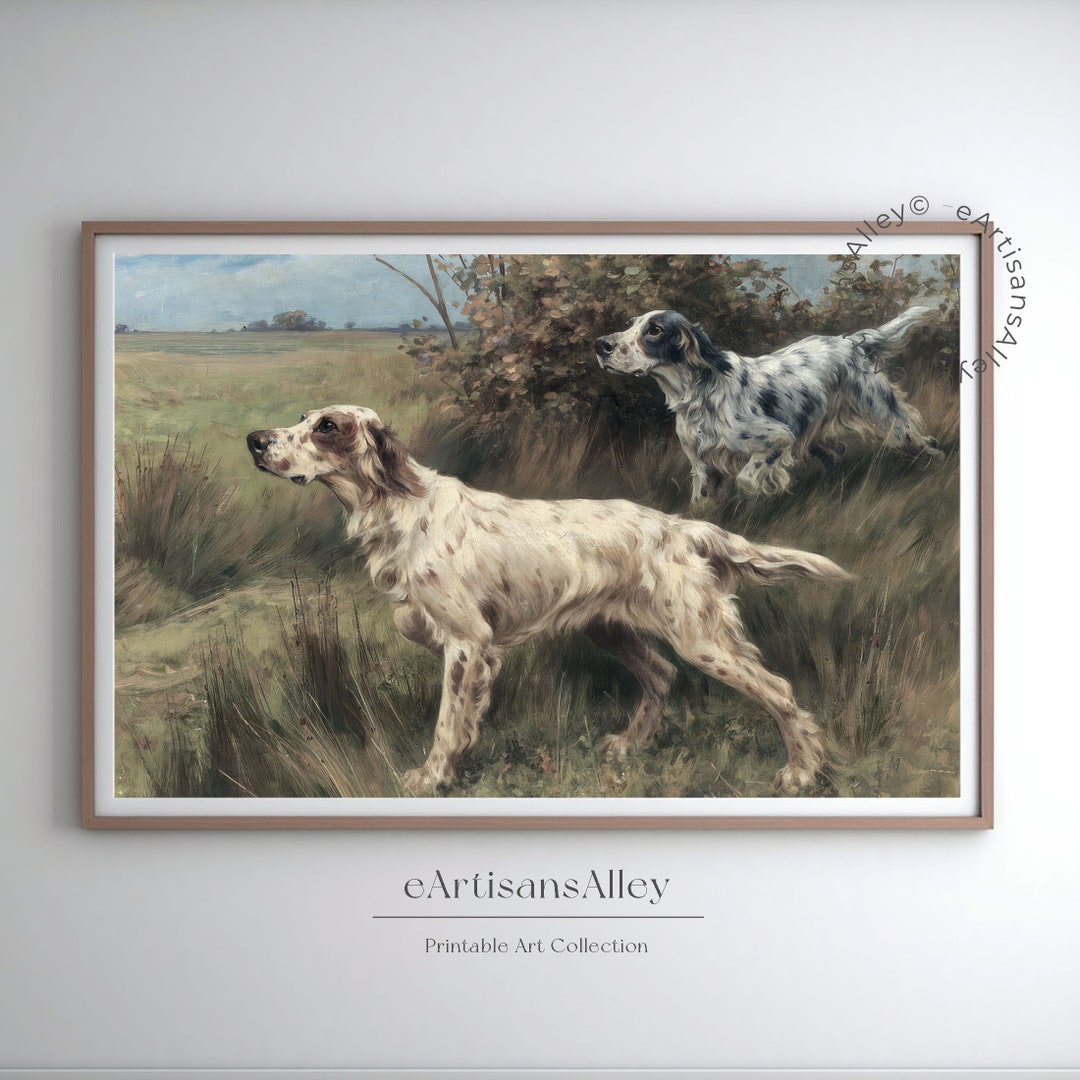 Vintage Hunting Dogs Art Print: Classic Landscape (digital Download) - Etsy