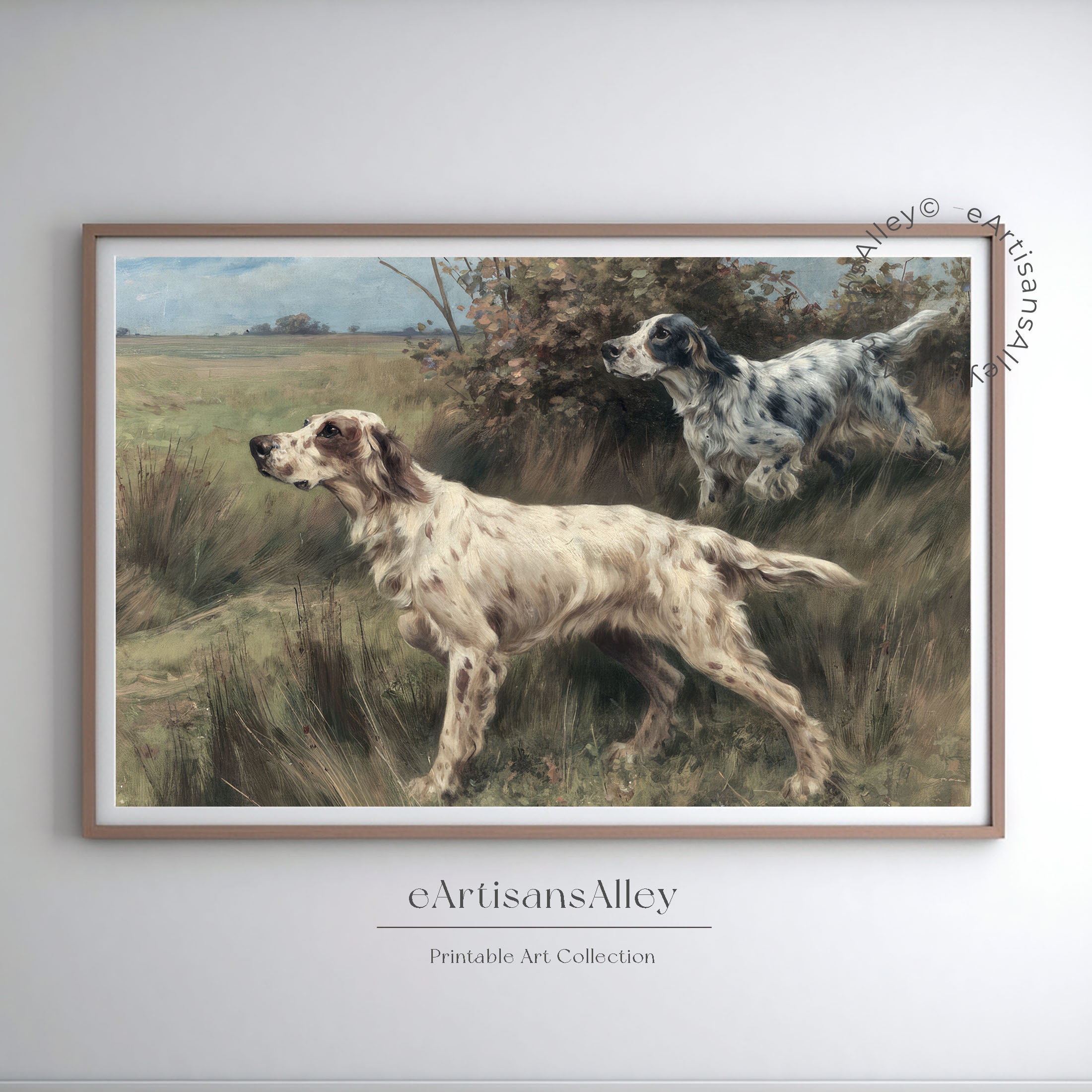 Vintage Hunting Dogs Art Print: Classic Landscape (digital Download) - Etsy