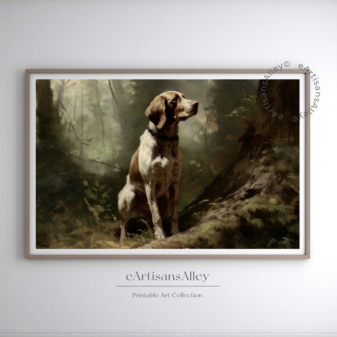 Noble Dog in Forest Art Print Nature Painting Pet Portrait Wildlife ...