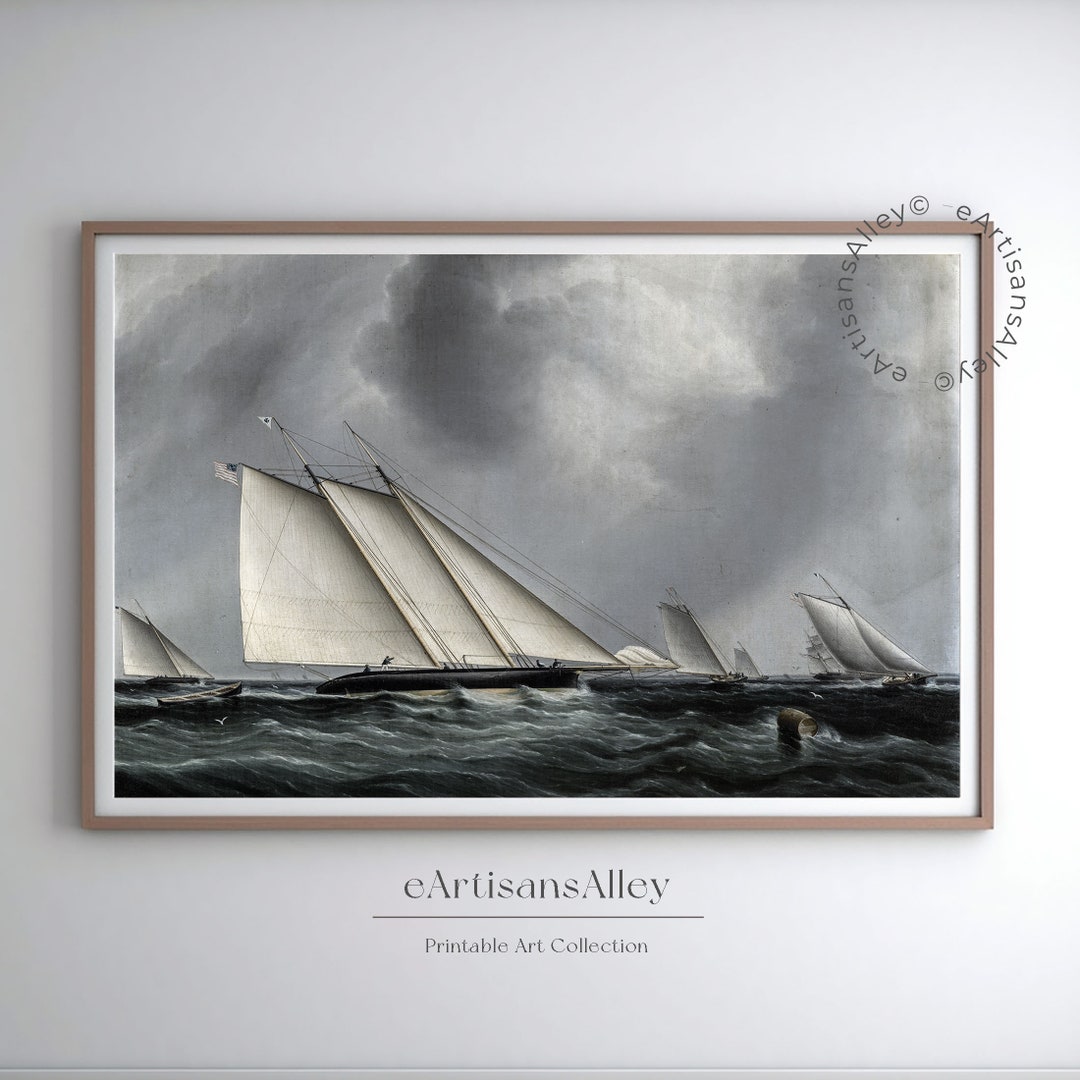 Regatta in the Storm Sailing Boats Race Artwork Nautical Marine ...