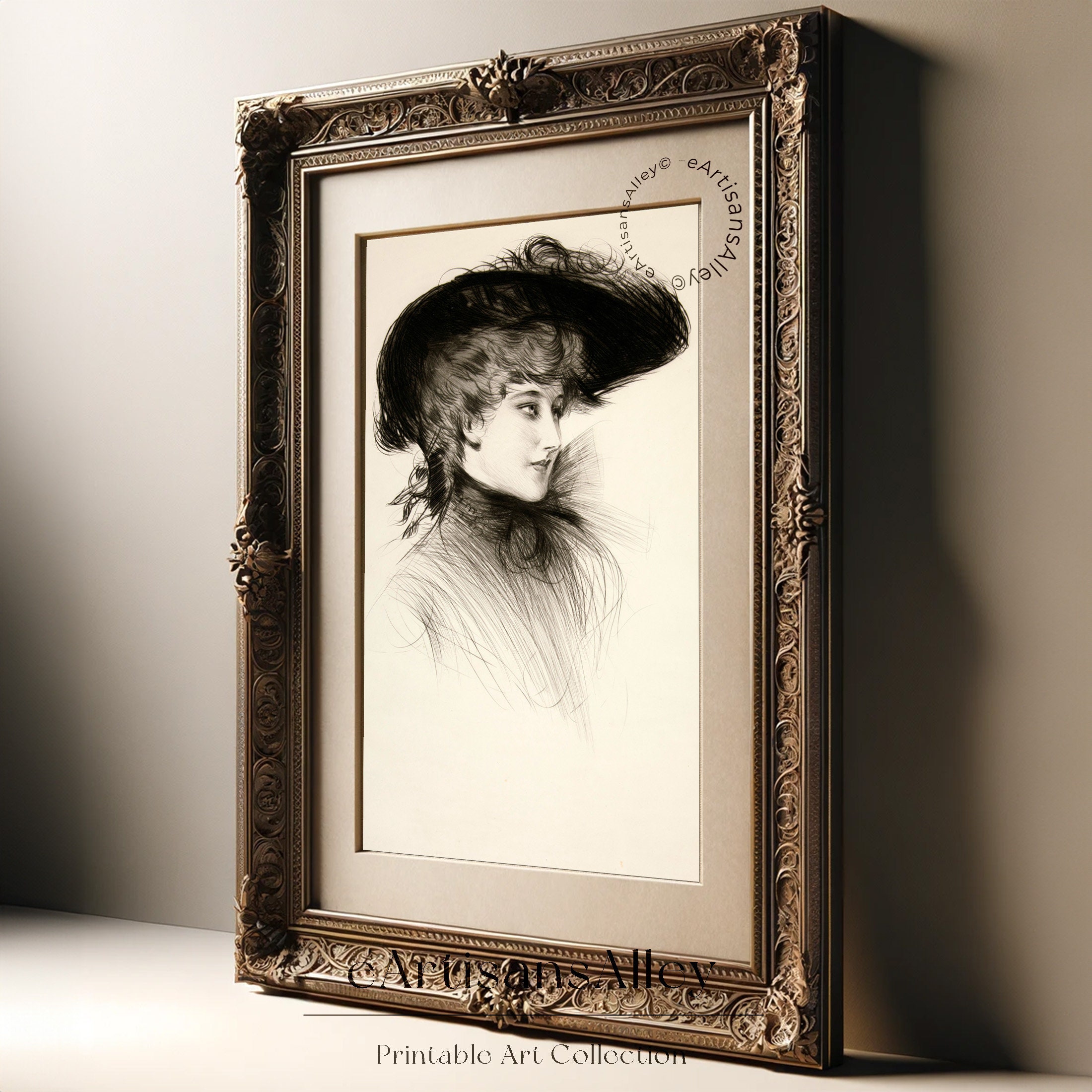Elegant Lady Portrait Classic Fashion Illustration Victorian Style ...