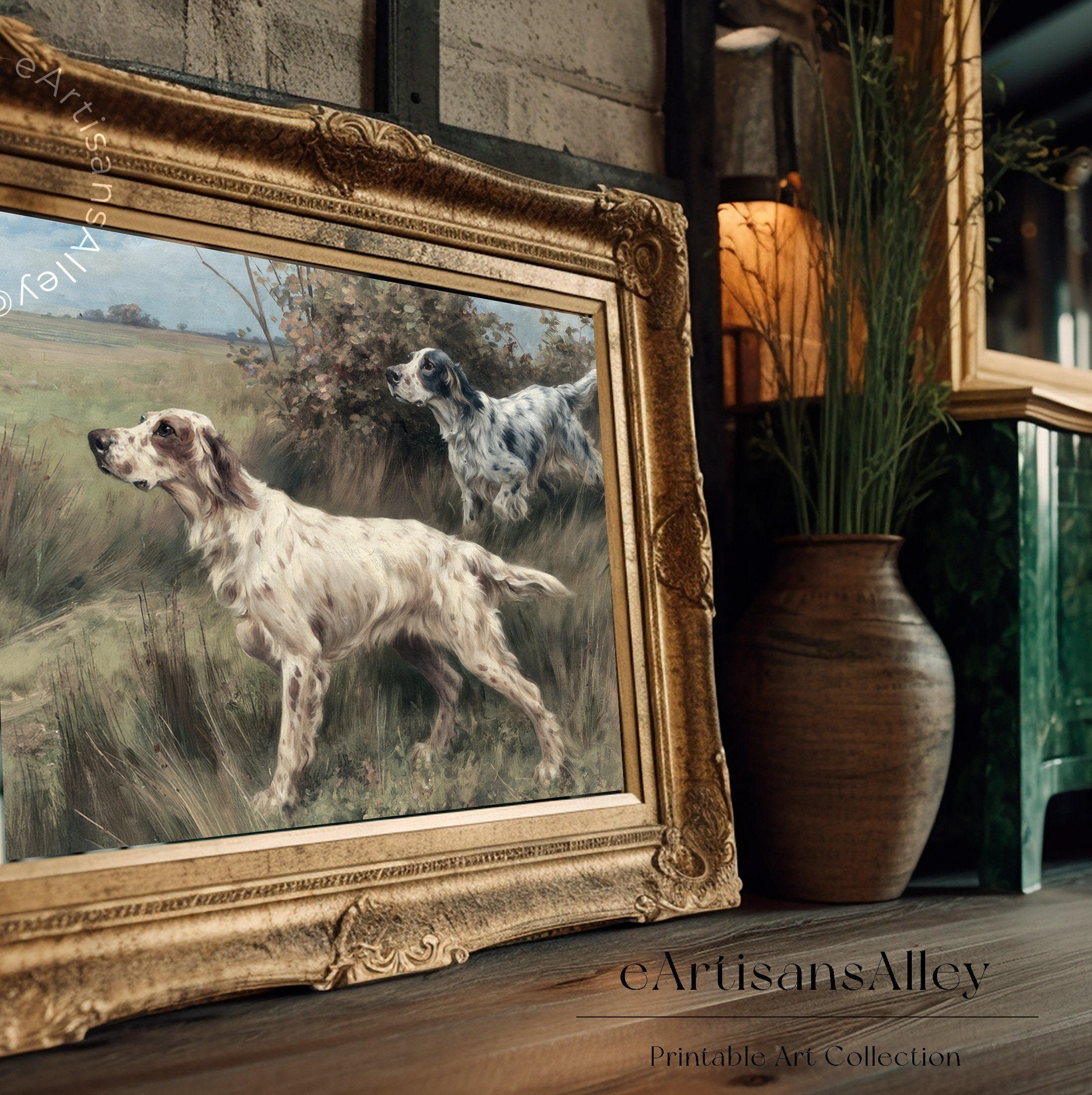 Vintage Hunting Dogs Art Print: Classic Landscape (digital Download) - Etsy