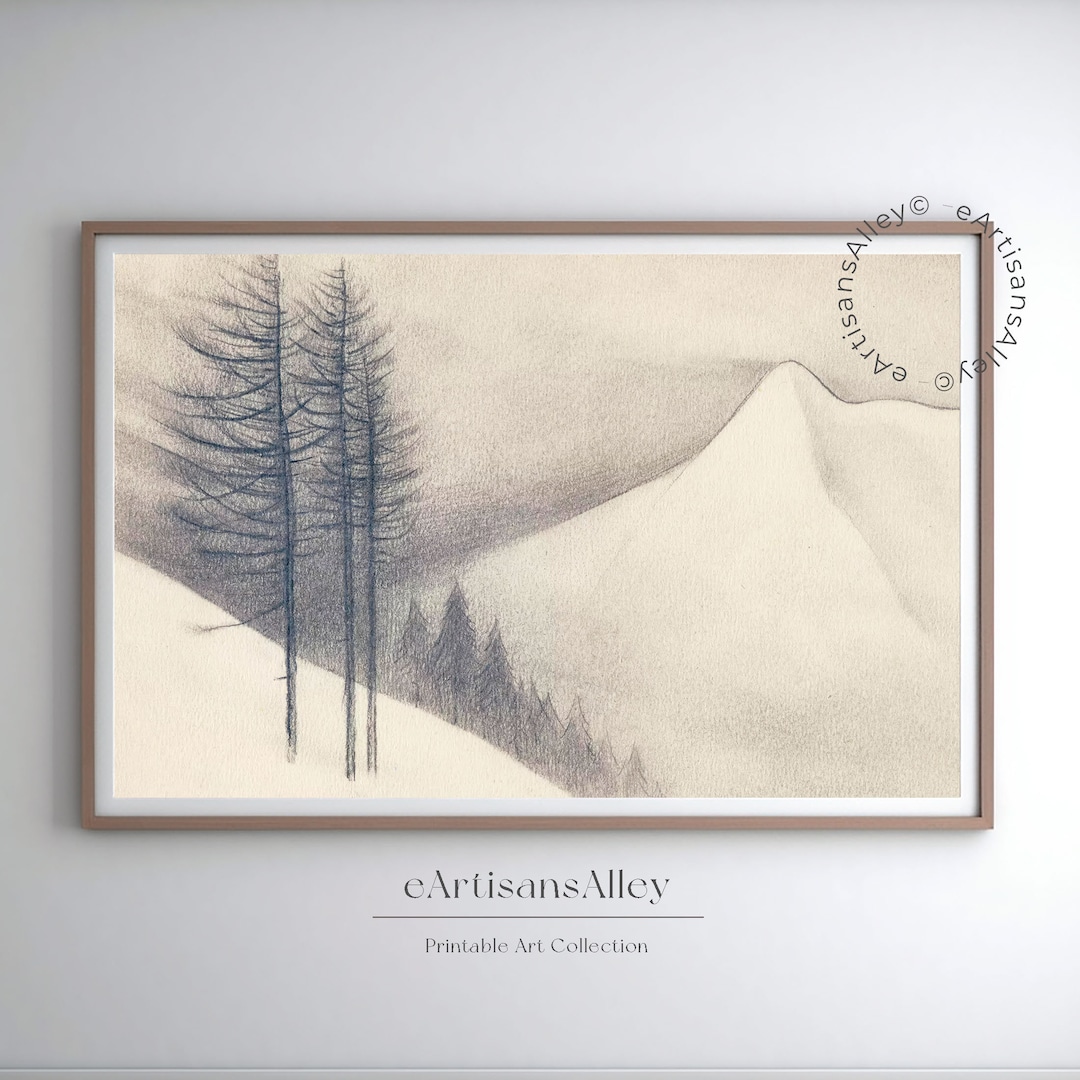 Whispering Pines | Winter Sketch Art | Serene Snowscape Drawing ...