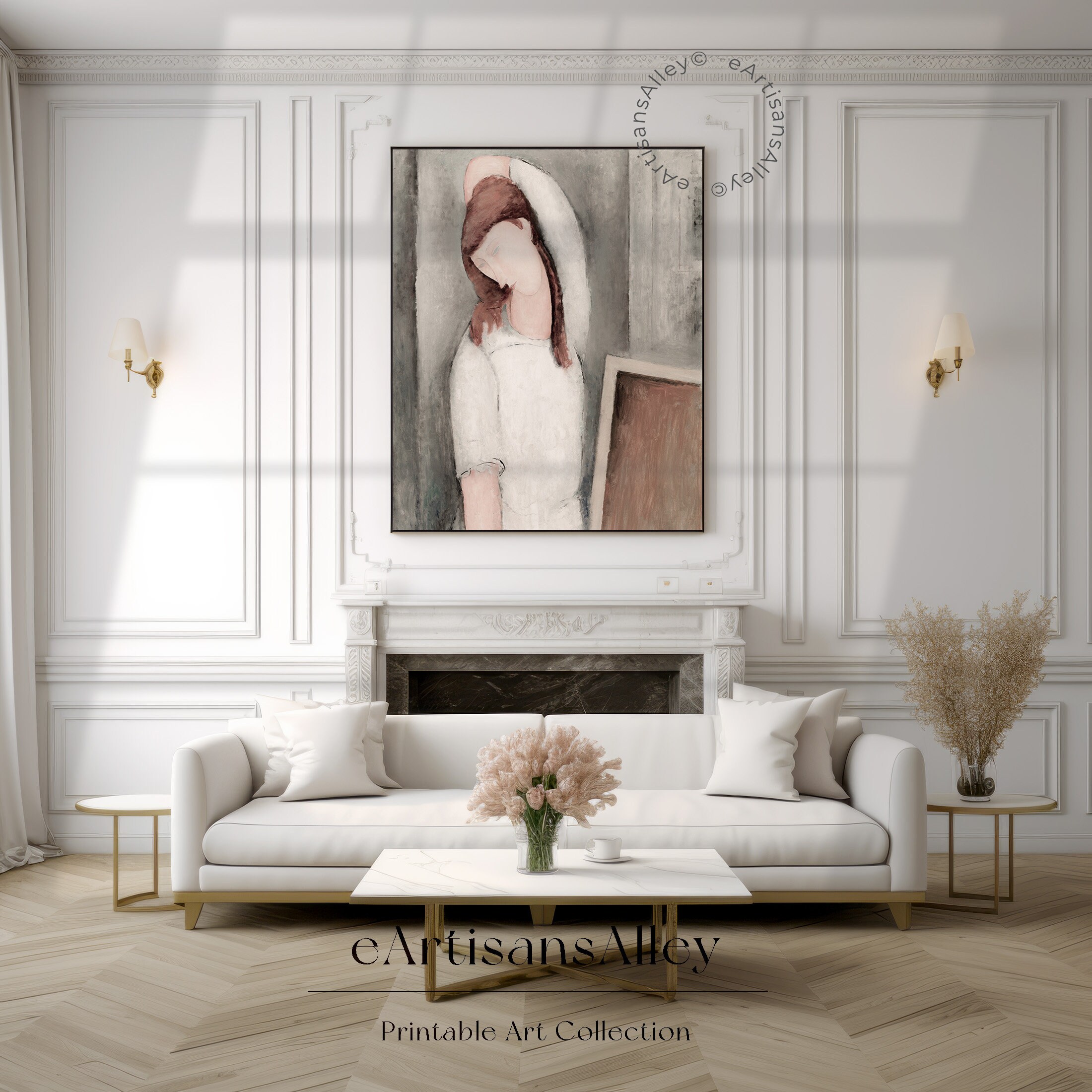 Contemplative Modernist Portrait Abstract Woman Art Instant Download ...