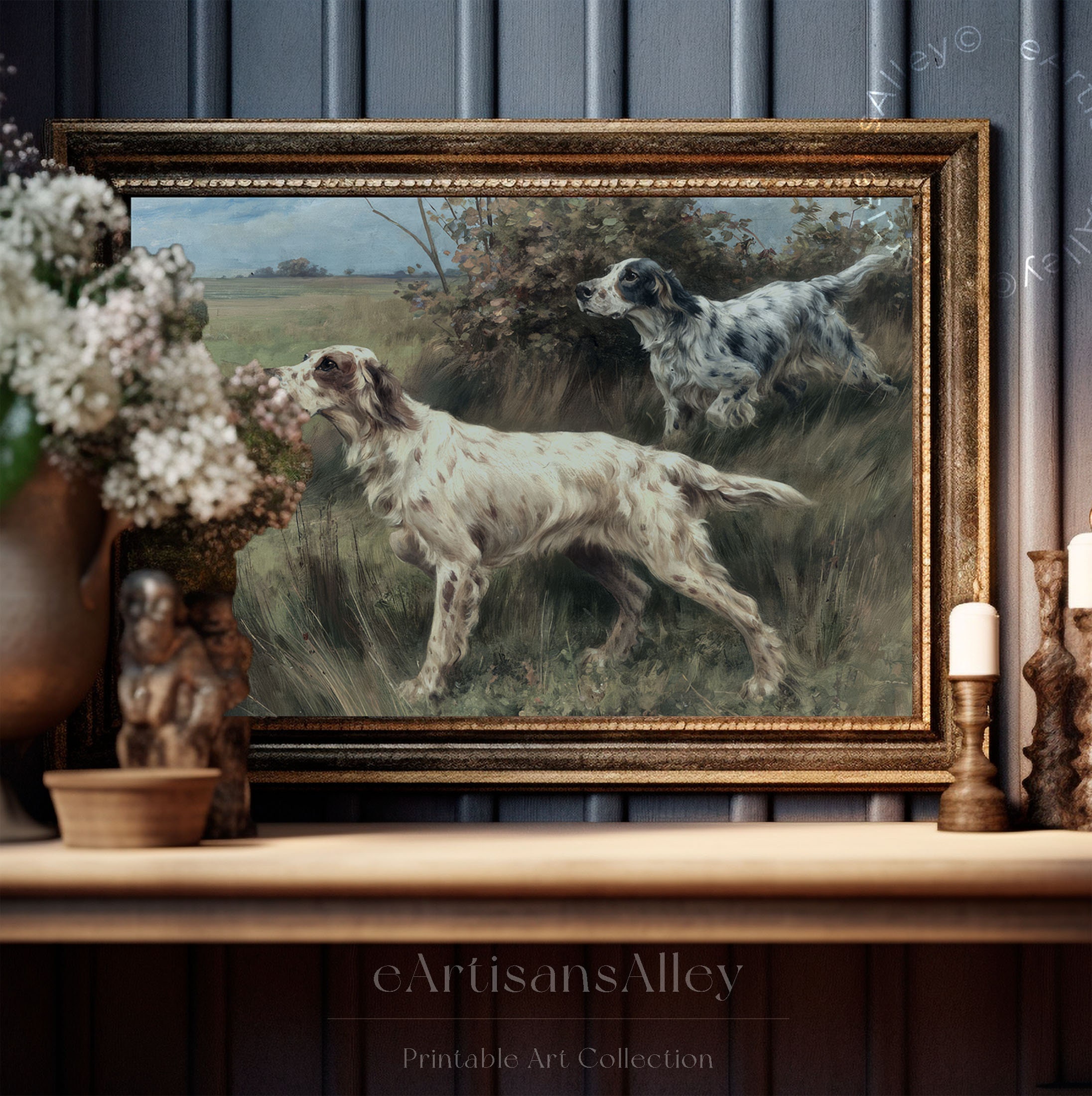 Vintage Hunting Dogs Art Print: Classic Landscape (digital Download) - Etsy