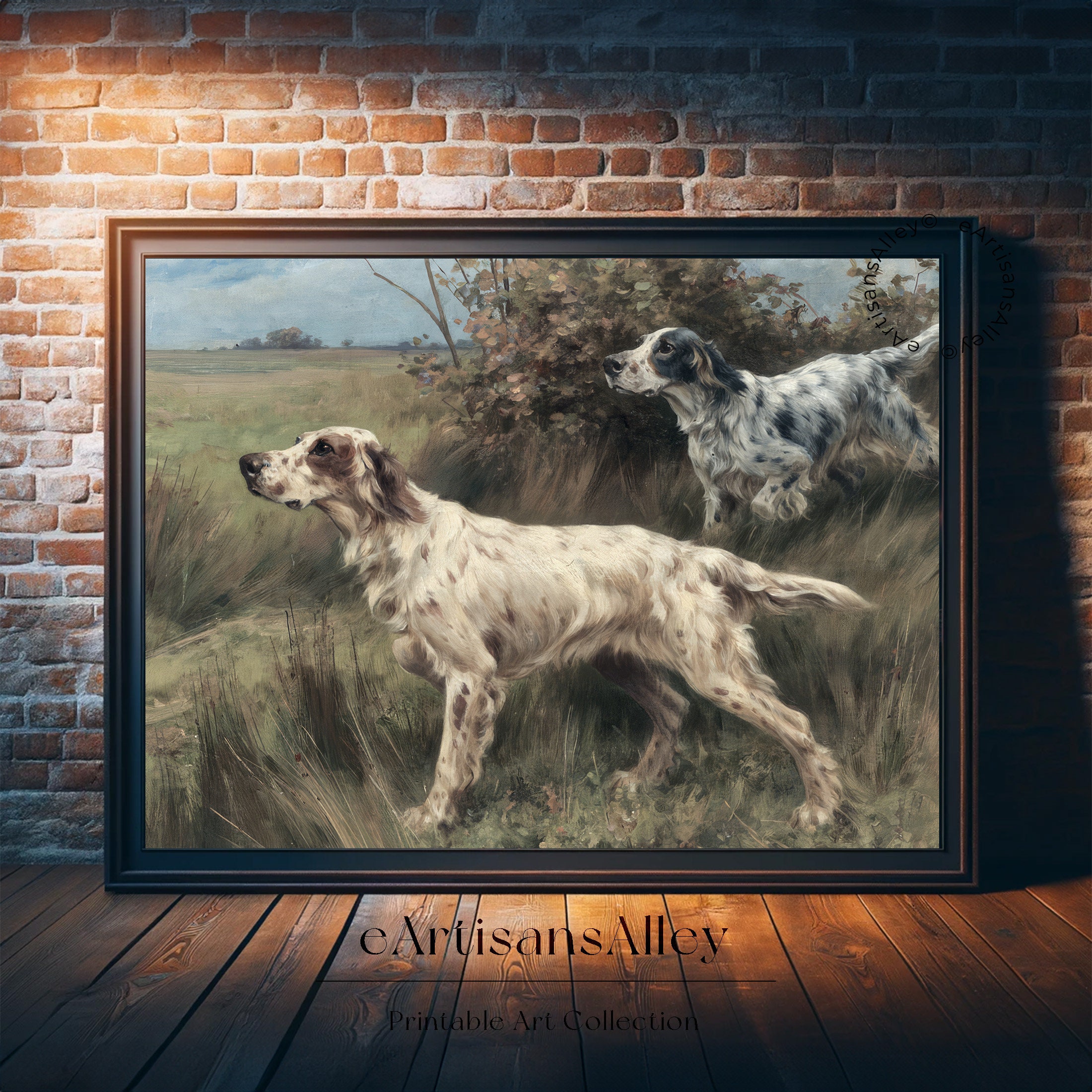 Vintage Hunting Dogs Art Print: Classic Landscape (digital Download) - Etsy