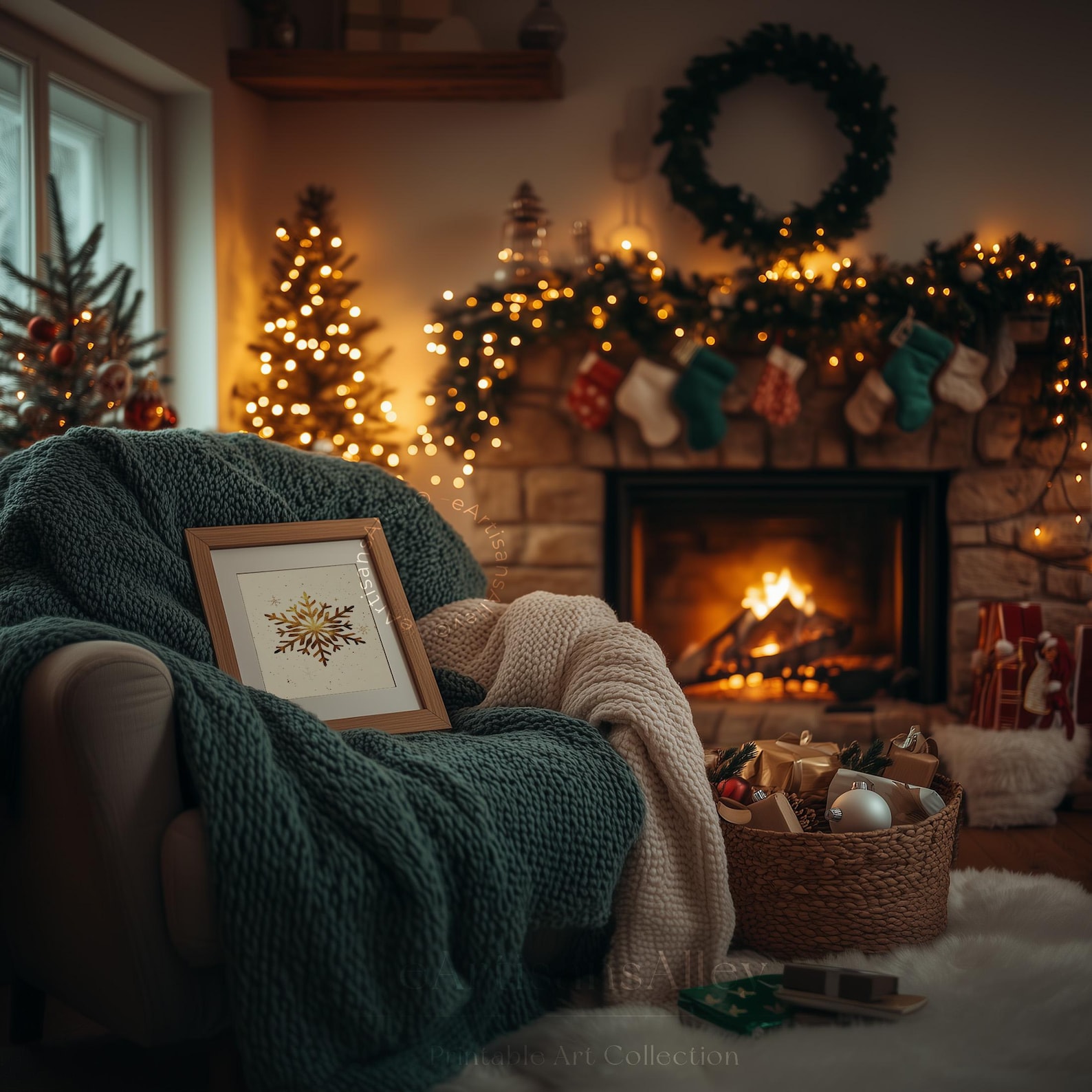 Gold Snowflake Digital Wall Art | Minimalist Christmas Decor | Winter ...