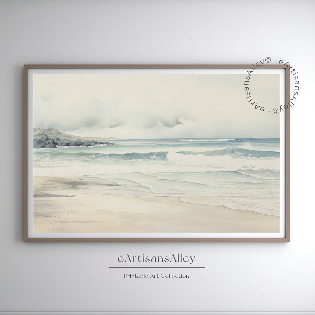 Serene Beach Scene Print and Coastal Wall Art | Printable Ocean ...