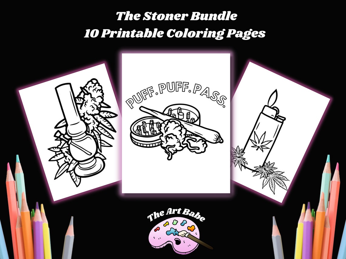 10 Stoner Coloring Pages Weed Coloring Pages Art Therapeutic Coloring ...