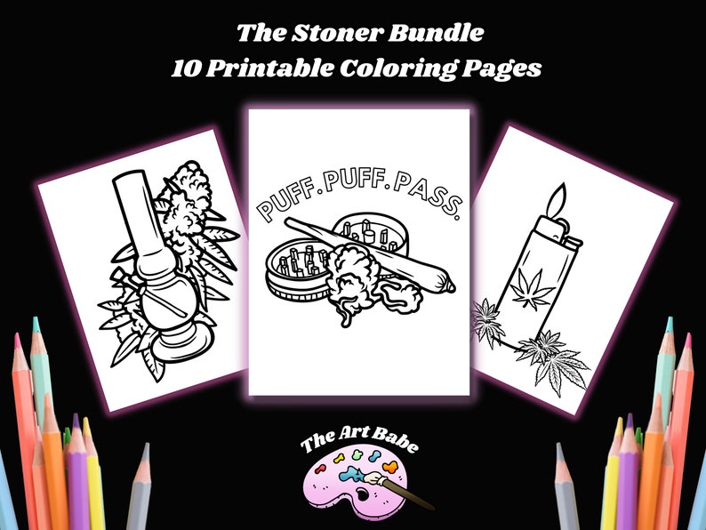 10 Stoner Coloring Pages Weed Coloring Pages Art Therapeutic Coloring ...
