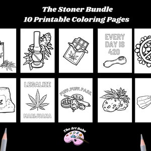 10 Stoner Coloring Pages Weed Coloring Pages Art Therapeutic Coloring ...