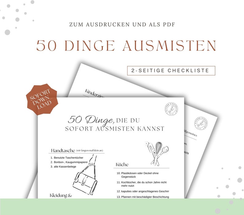 50 Things to CLEAN OUT Checklist for Clearing Out Instant DOWNLOAD for ...