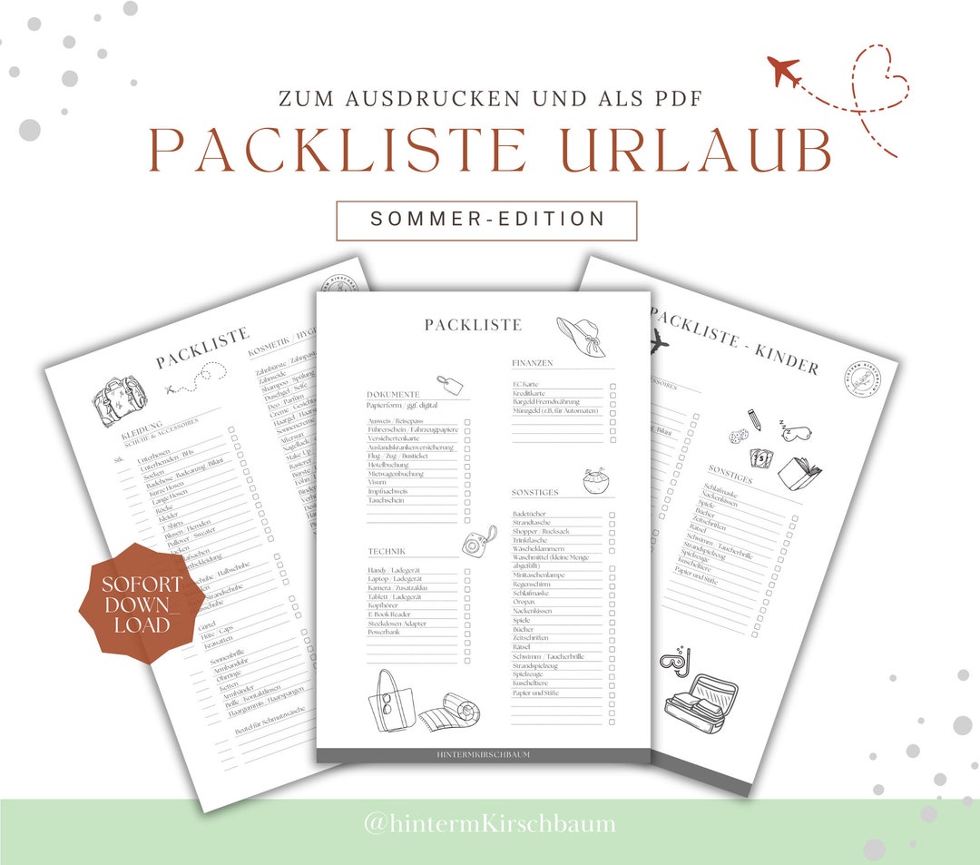 Holiday Packing List | Packing Checklist | Instant Download for ...