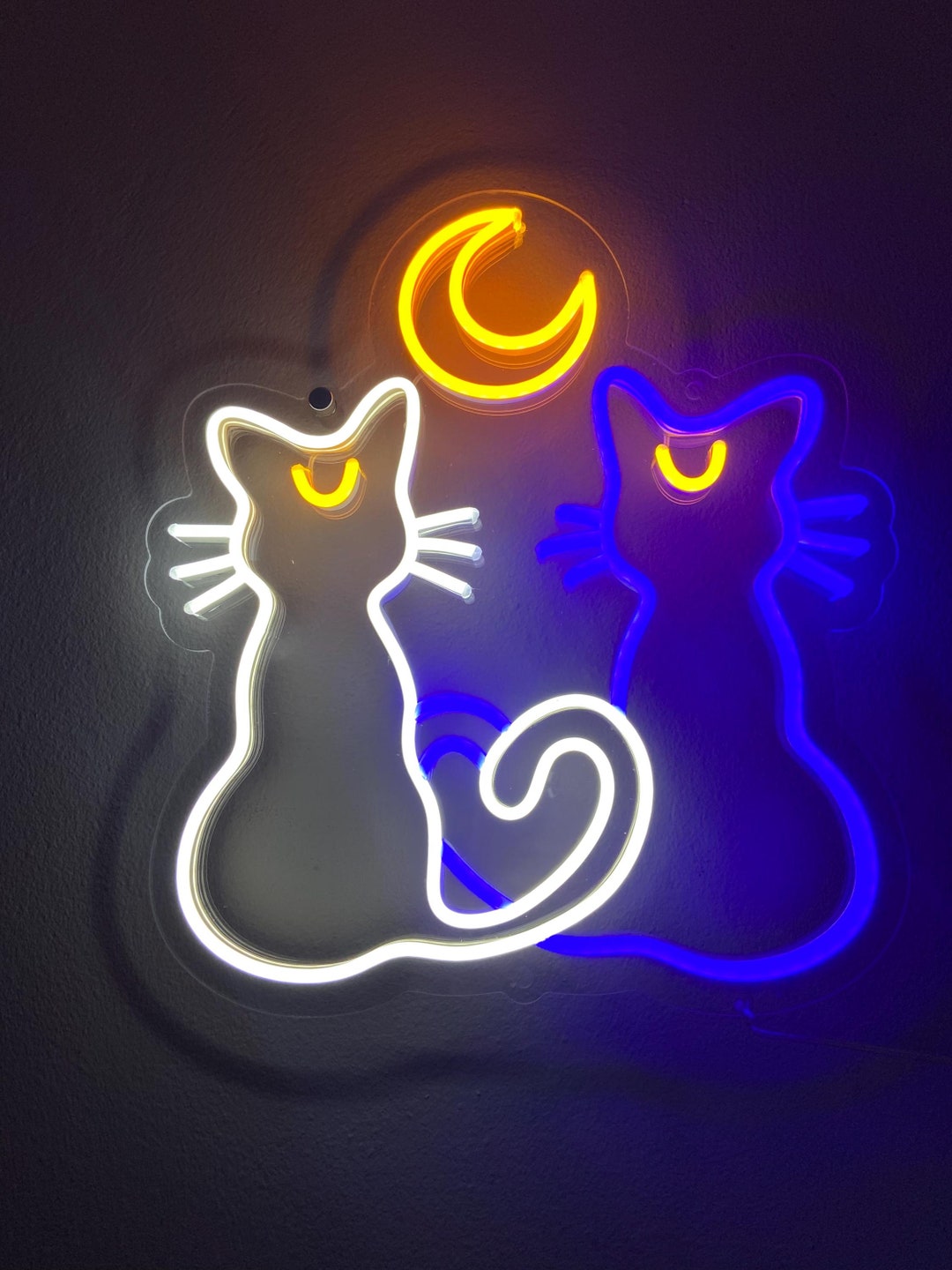 Luna Cat LED - Neon Sign, Sailor Moon Wall Decor, Gamer Girl Zone Decor ...