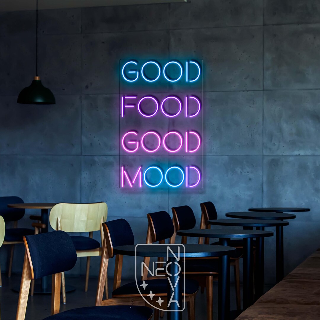 Good Food Good Mood Neon LED Neon Sign - Restaurant Decor Neon, Kitchen ...