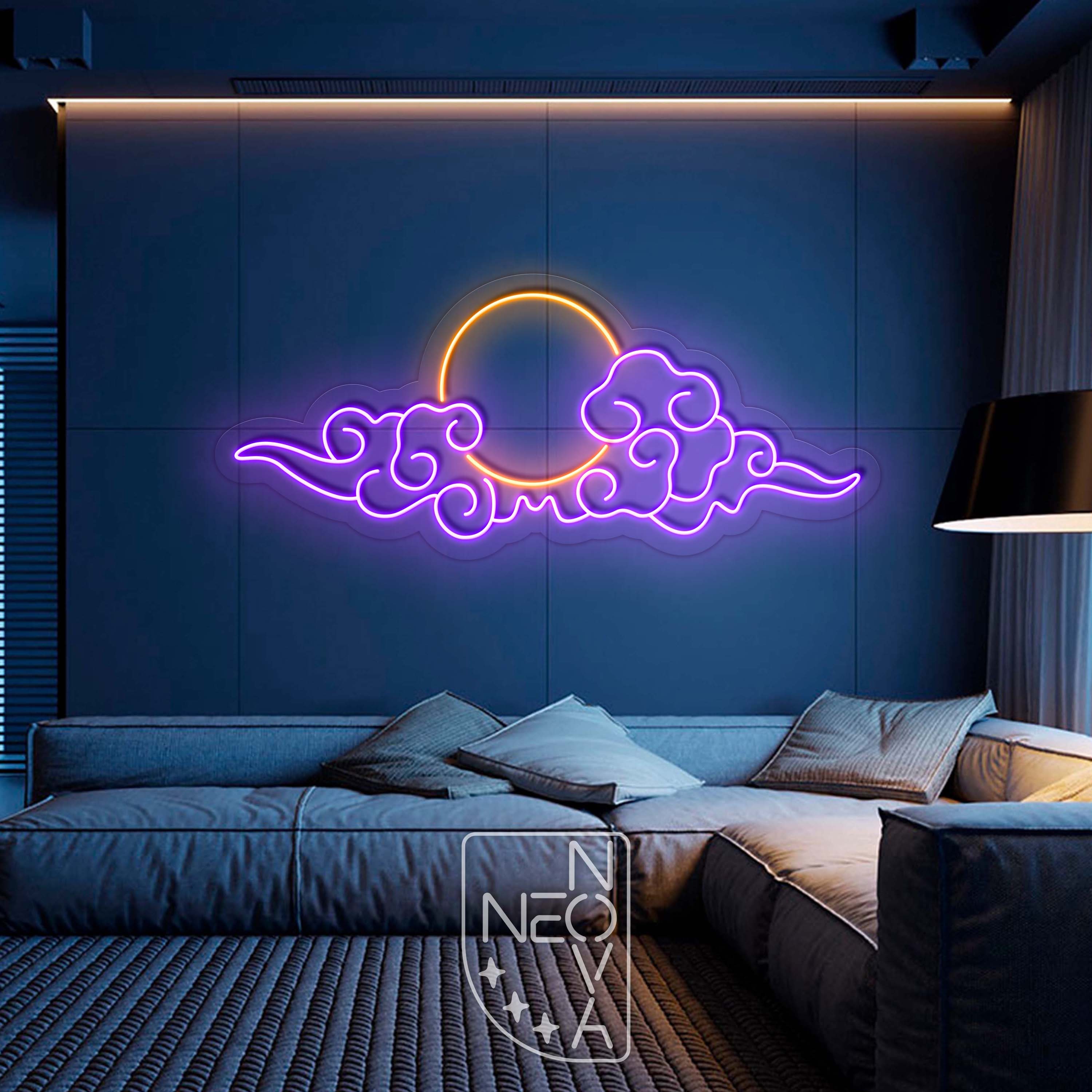 Sun and Clouds LED Neon Sign, Manga Art, Room Decor, Wall Decor, Asian ...