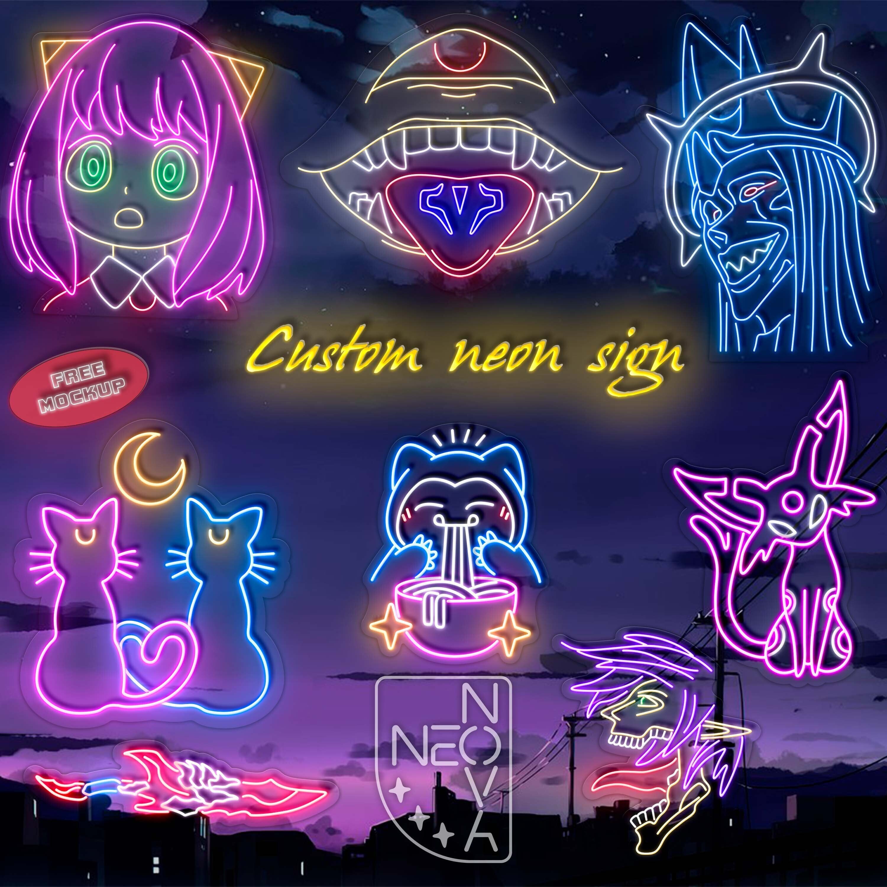 Custom Anime Hero Neon Sign, Custom Business Logo, Custom Cartoon ...