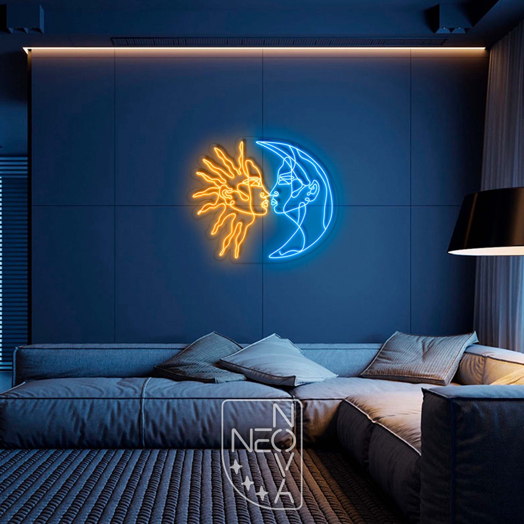 Sun and Moon - LED Neon Sign, Interior Decor, Room Decor, Wall Decor ...