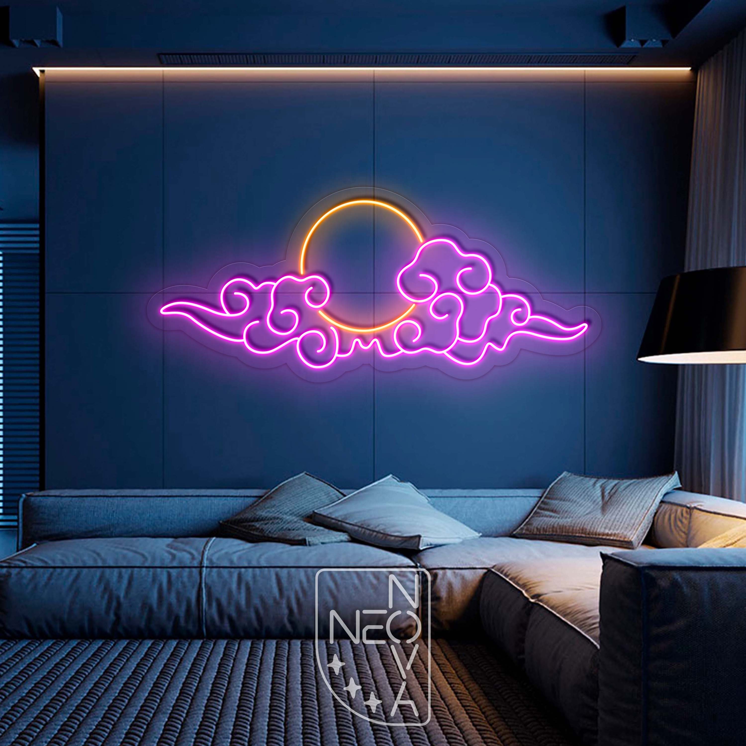 Sun and Clouds LED Neon Sign, Manga Art, Room Decor, Wall Decor, Asian ...