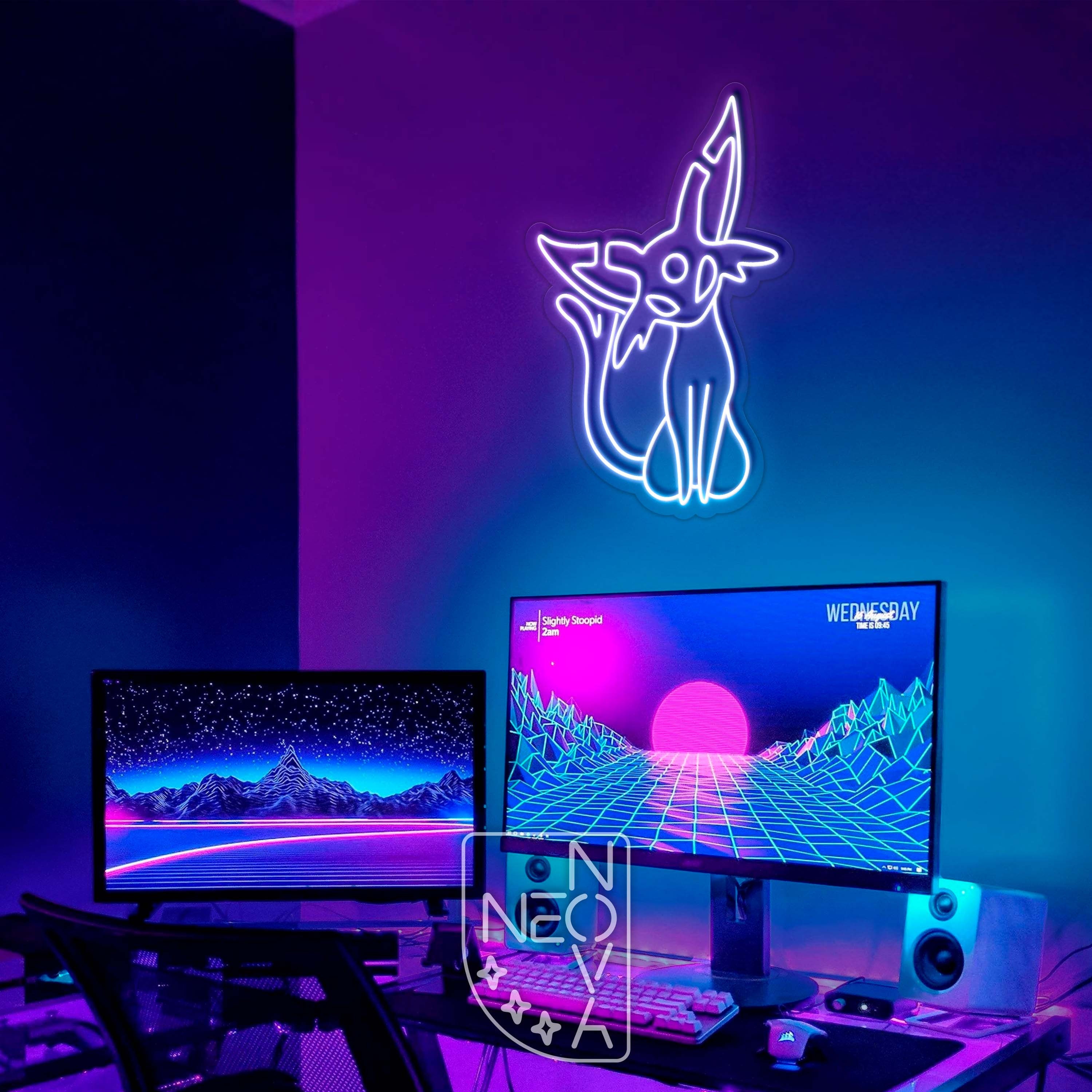 Espeon LED Neon Anime Wall , Anime, Cartoon Character, Game Room Light ...