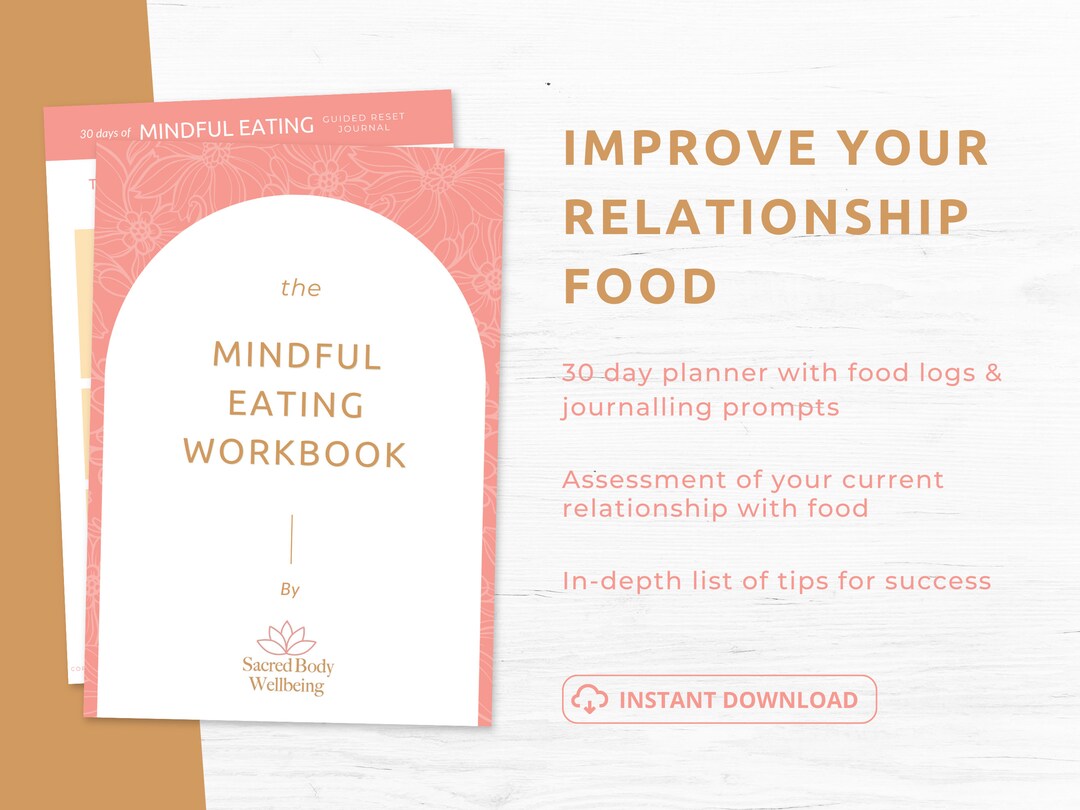 Mindful Eating Workbook Health Journal Food Log Instant Download Food ...