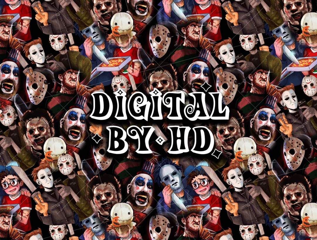 Horror Halloween Scary Character Seamless Pattern, Instant Download ...