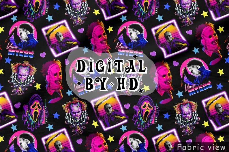 Horror Neon Scary Seamless Pattern, Instant Download, Repeating File - Etsy