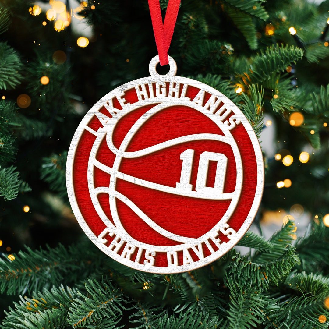 Personalized Basketball 2 Layered Wood Ornament, Basketball Christmas ...