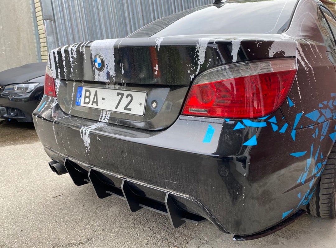 For BMW E60 and E61 Rear Bumper Diffuser With Ribs and Fins Aggressive ...