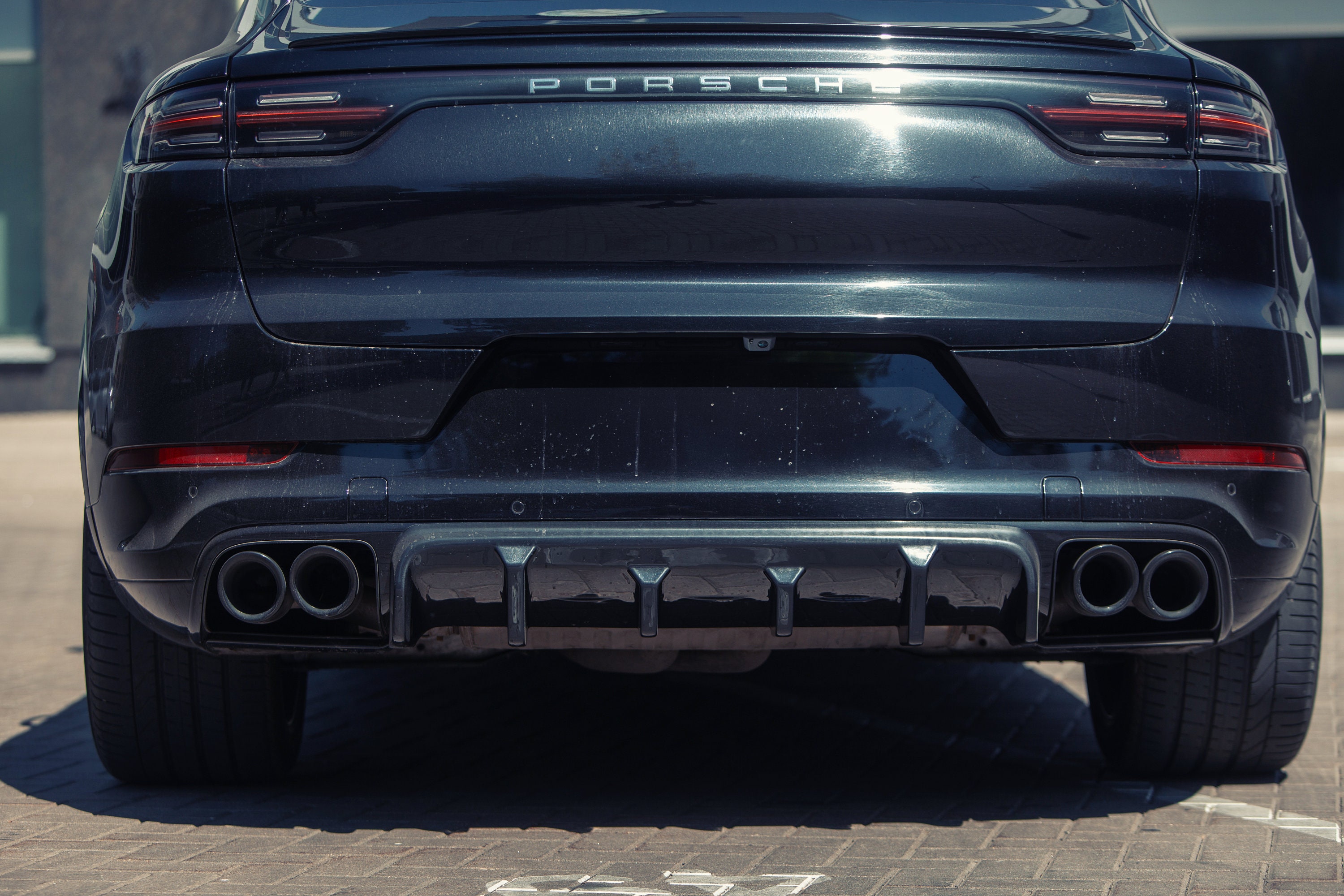 Diffuser for Porsche Cayenne Coupe SE Rear Bumper Aero Addon ABS Gloss ...