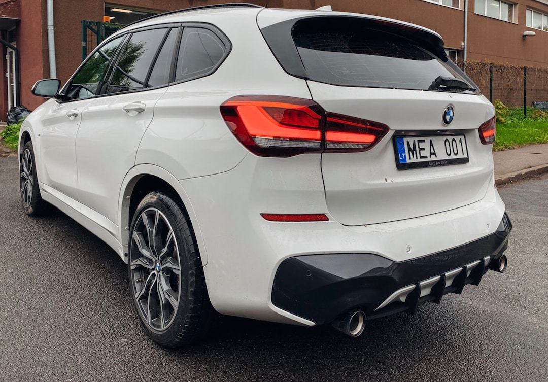 For BMW X1 M Sport F48 LCI Rear Bumper Diffuser With Fins Upgrade ...