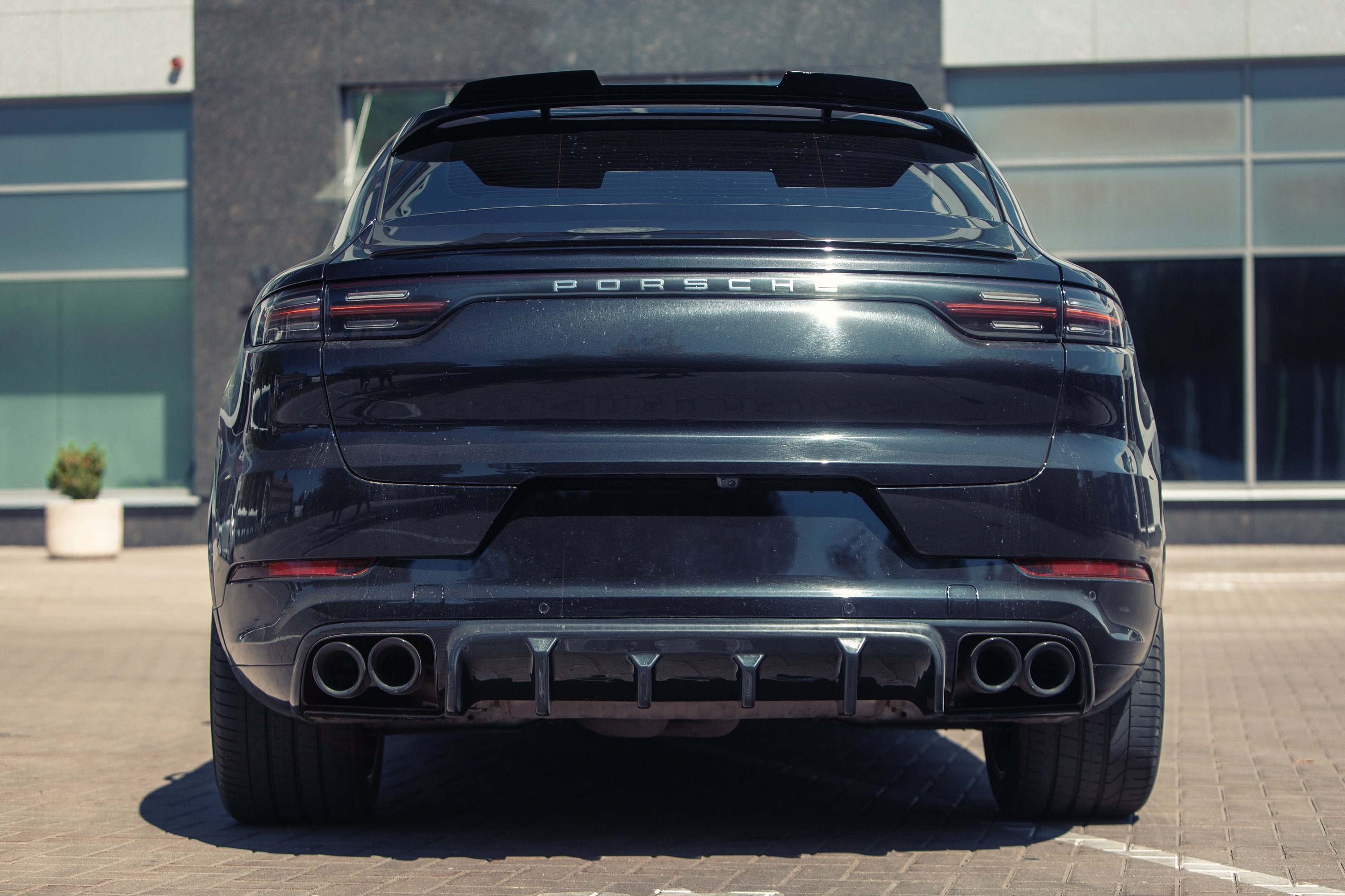 Diffuser for Porsche Cayenne Coupe SE Rear Bumper Aero Addon ABS Gloss ...