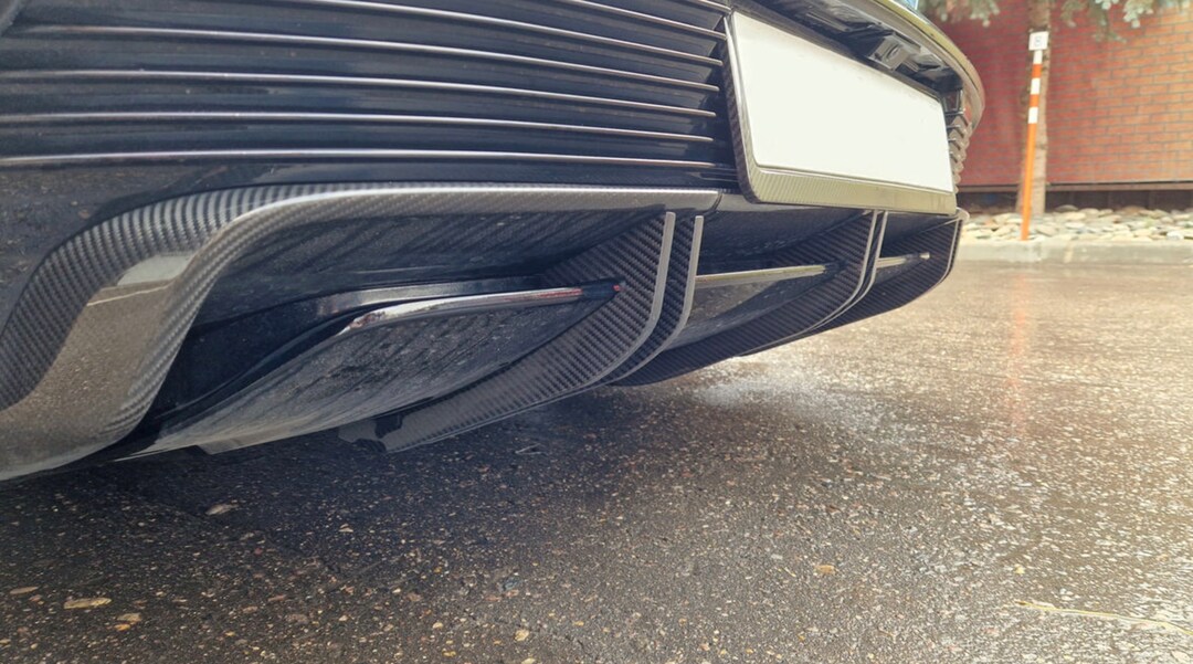 For Taycan Turbo Turbo S Rear Bumper Carbon Covered Diffuser Wings ...