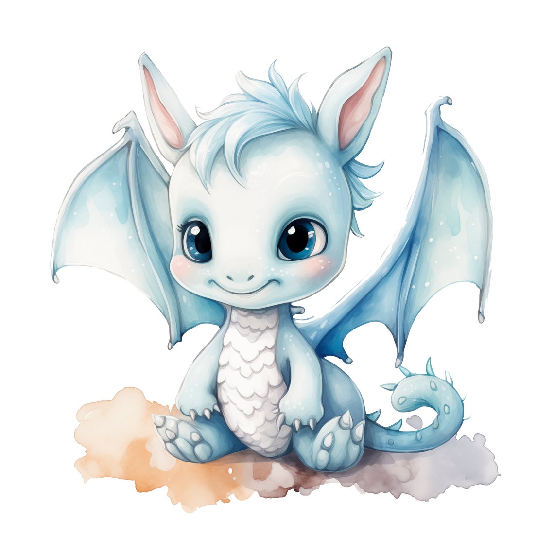 Dragons Watercolor Clipart, Cute Dragon PNG, Nursery Wall Art, Boys ...